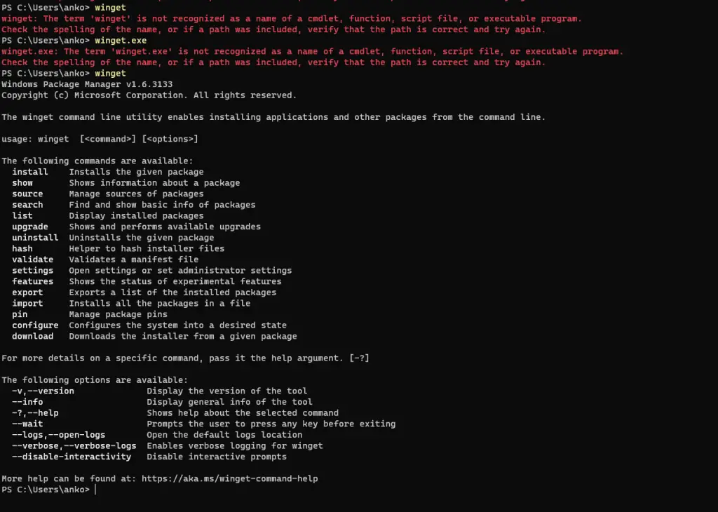 How To Fix The Term Winget Is Not Recognized As A Name Of A Cmdlet Function Script File Or